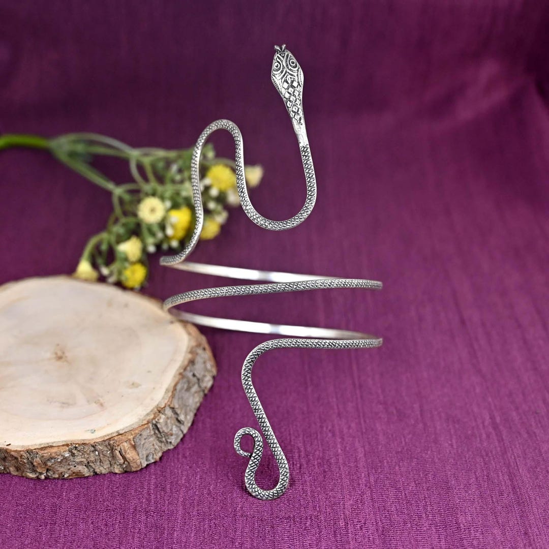 Snake Upper Arm Cuff, Brass Snake Bracelet, Adjustable Snake Cuff ...
