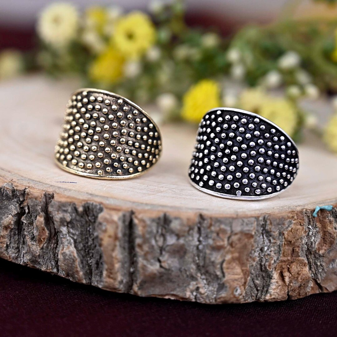 Gold Dot Ring: Minimalist Brass Stacking Ring - Etsy