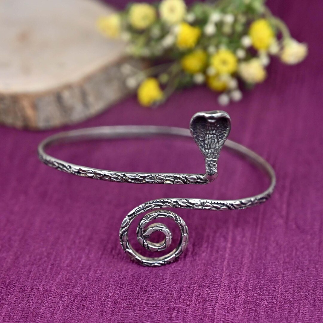 Brass Snake Arm Cuff: Boho Serpent Bangle, Adjustable Upper Arm ...