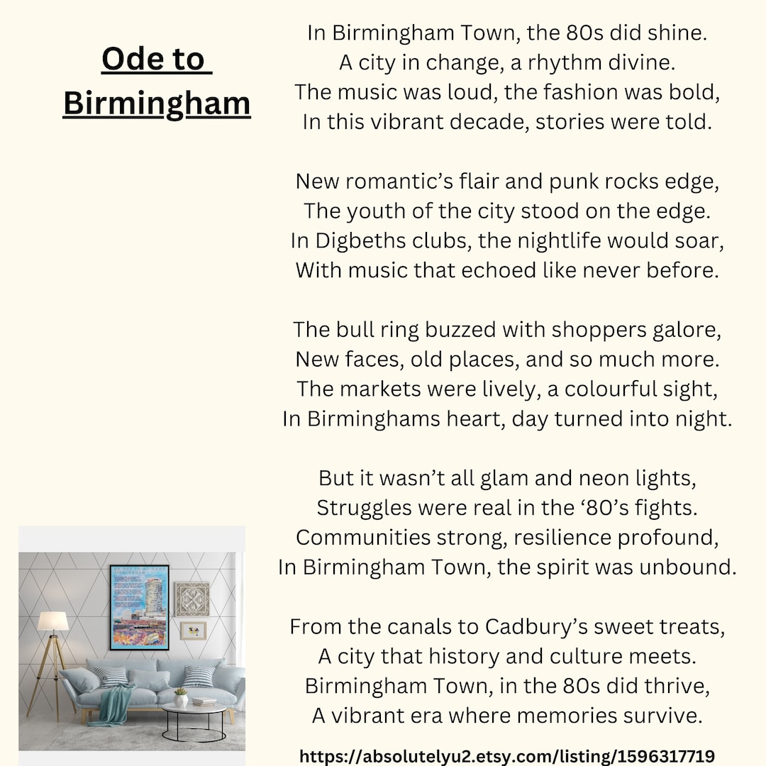Painting of Birmingham. Poem of Birmingham. Gift for a - Etsy