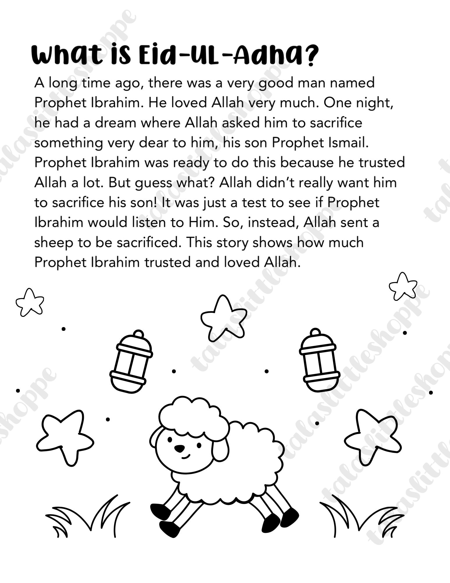 Eid Ul Adha Coloring Page Pack of 3, Activity Pages, Eid Ul Adha Decor ...