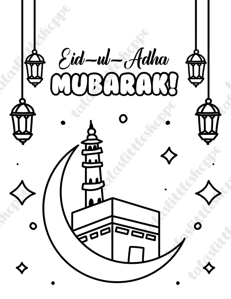 Eid Ul Adha Coloring Page Pack of 3, Activity Pages, Eid Ul Adha Decor ...