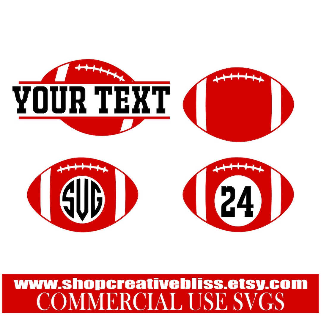 Football Monogram Frame Svg - Football Cut File Svg | Split Football ...