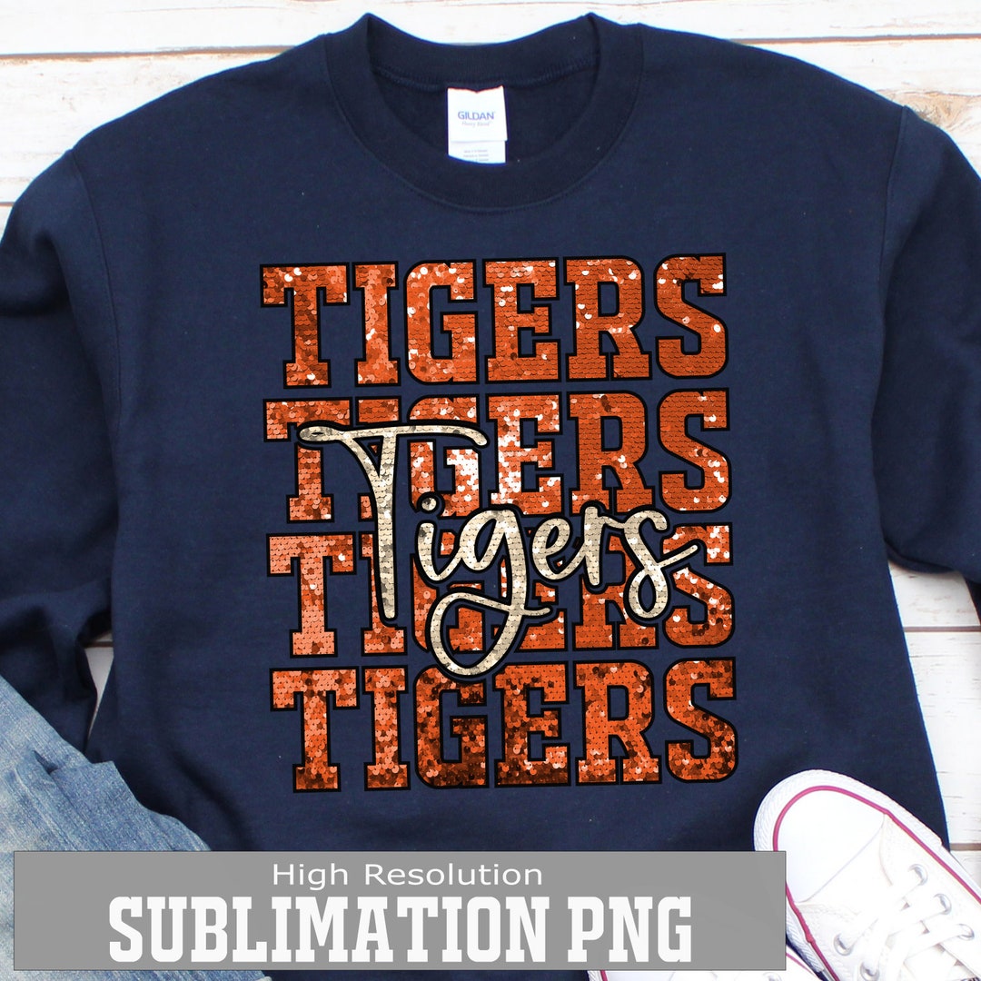 Sparkly Tigers Faux Sequin Png, Tigers Mascot Png, Senior 2025, Shirt ...