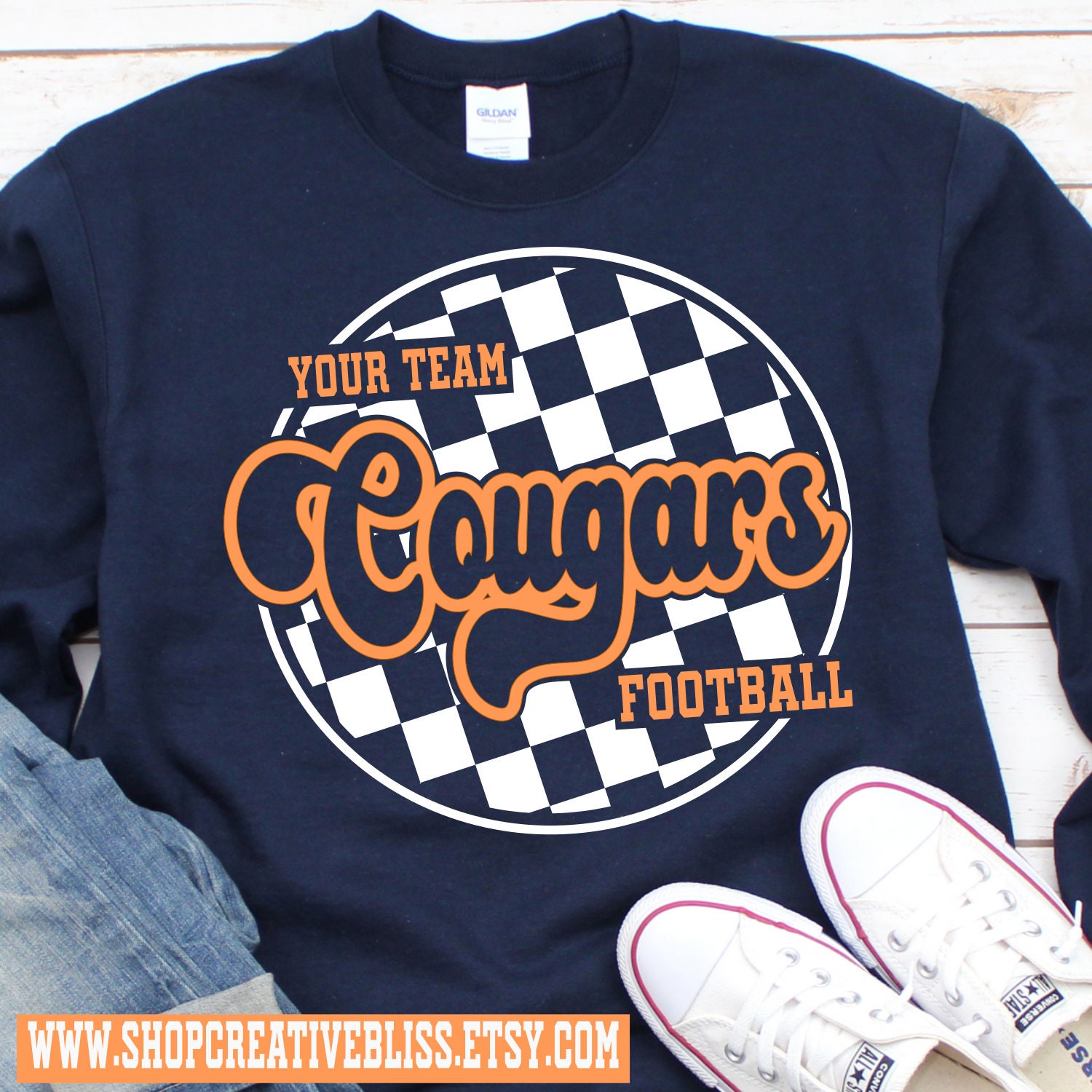 Cougars Football Retro SVG | Checker Circle Design (digital Download ...