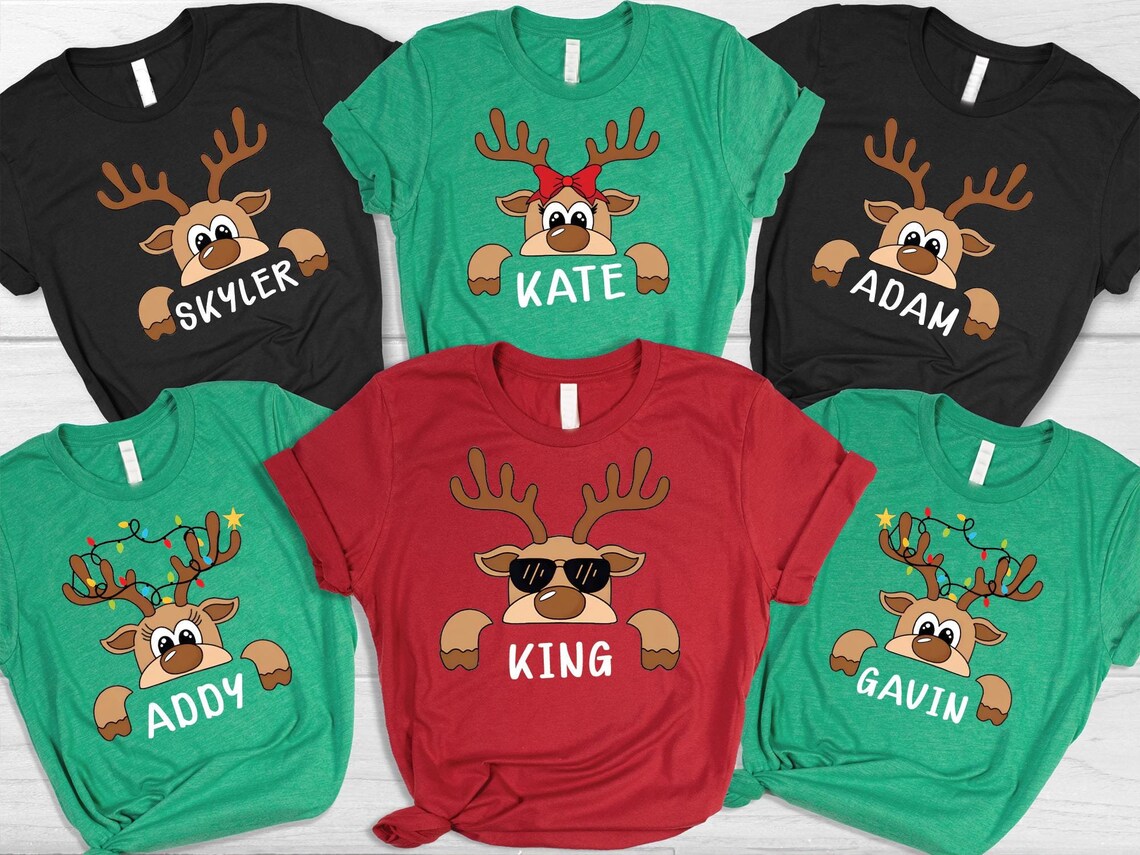 Reindeer Family Christmas Shirt,personalized Christmas Family Shirt ...