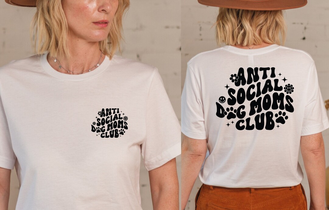 Anti Social Dog Mom Club T-shirt - Personalised Dog Walking Shirt ...