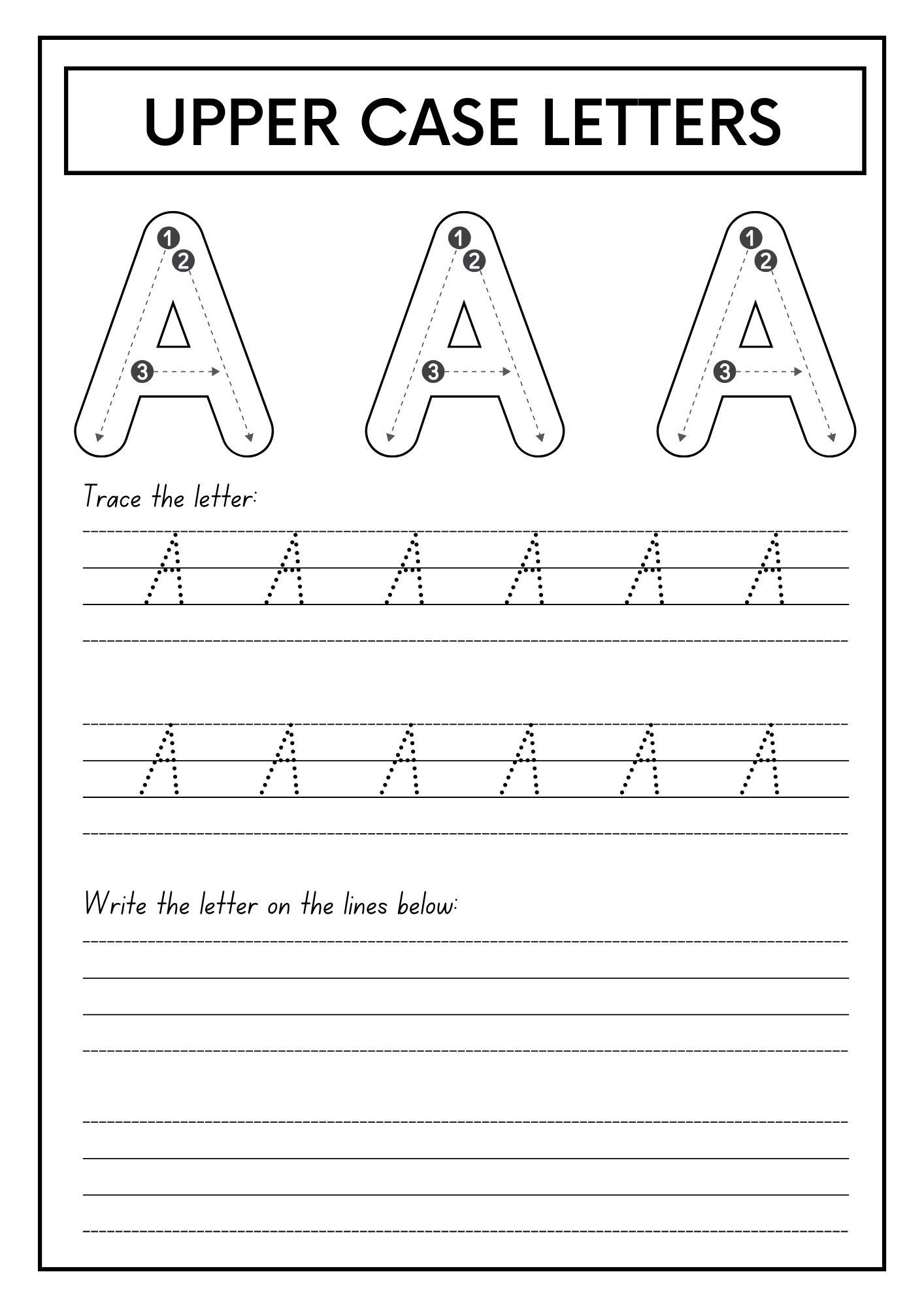 PDF Alphabet Handwriting Sheet Upper Case Letters ABC Upper Case ...