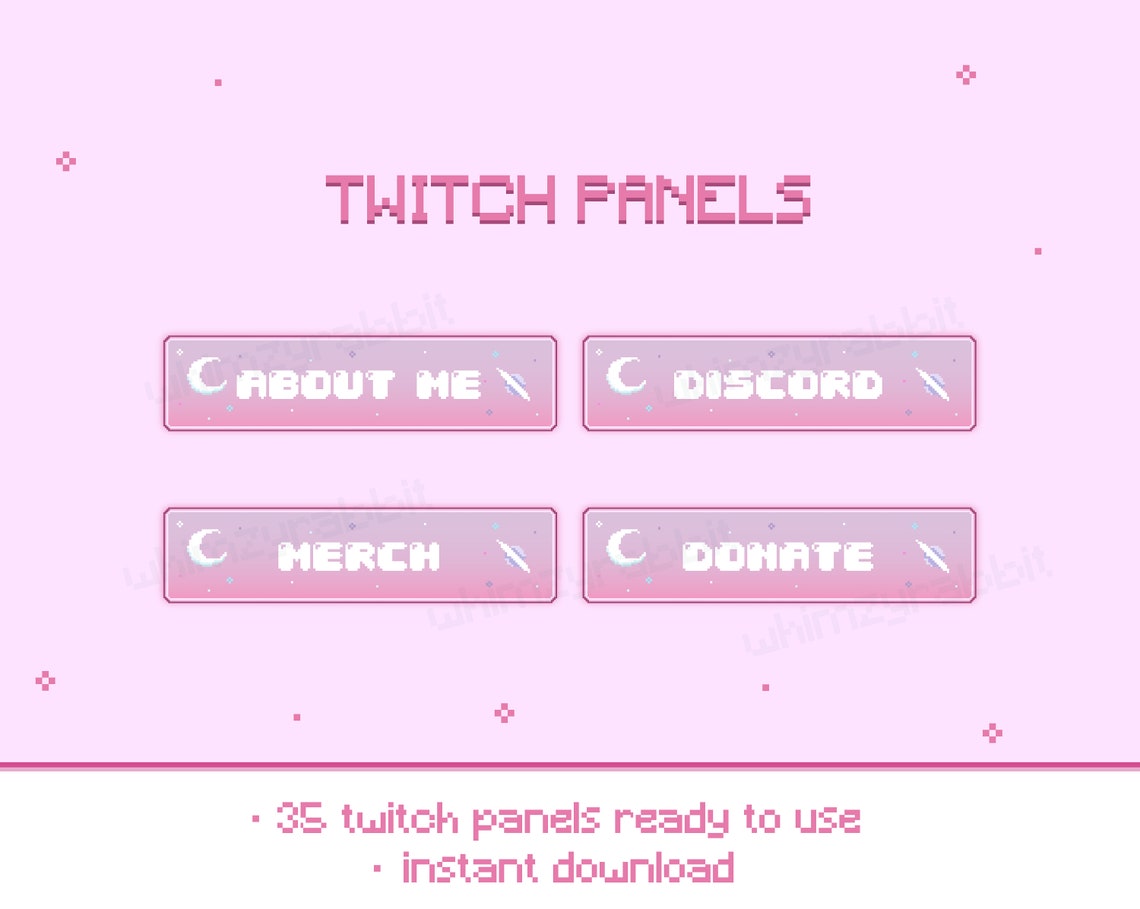 35 Cute Pixel Twitch Panels Bundle | Pixel Art Panels | Space Pixel ...