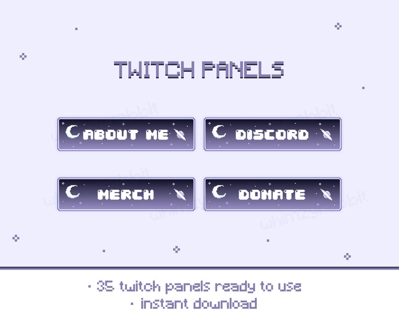 35 Cute Pixel Twitch Panels Bundle | Pixel Art Panels | Space Pixel ...