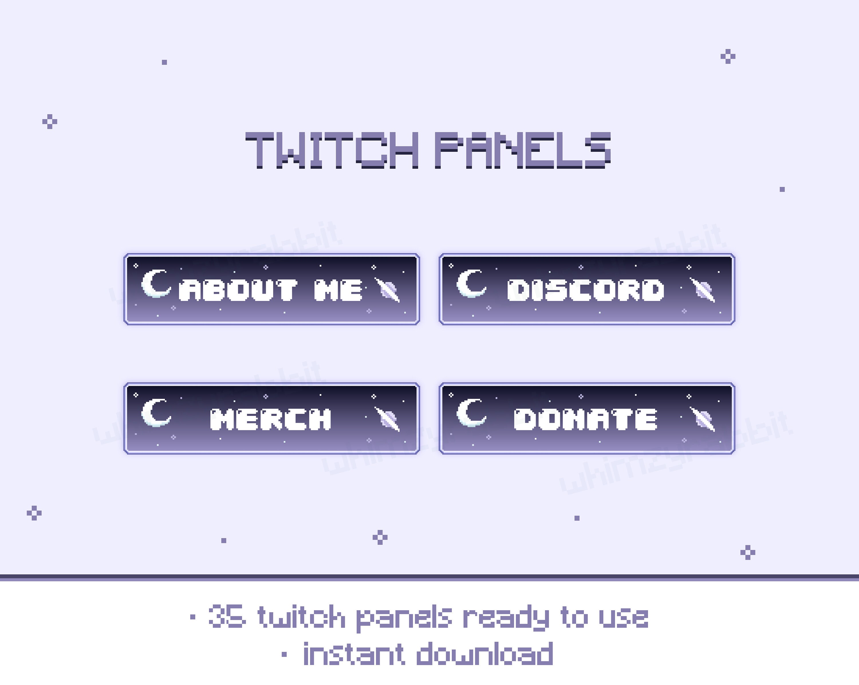35 Cute Pixel Twitch Panels Bundle | Pixel Art Panels | Space Pixel ...