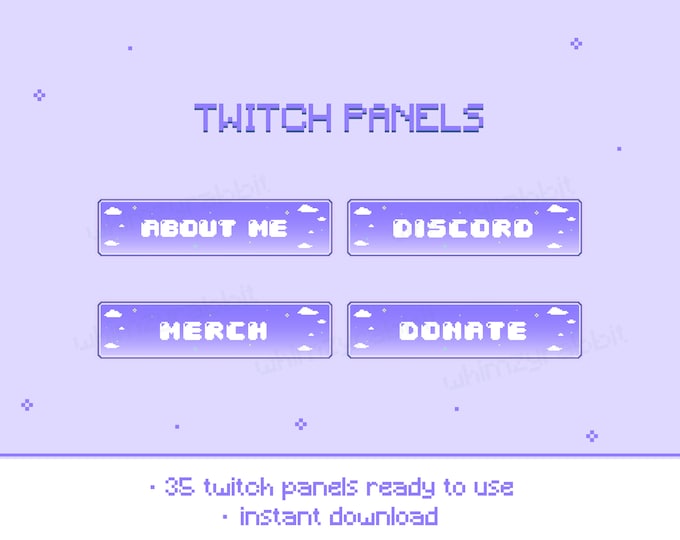35 Cute Pixel Twitch Panels Bundle Pixel Art Panels Cute Cloud Pixel ...