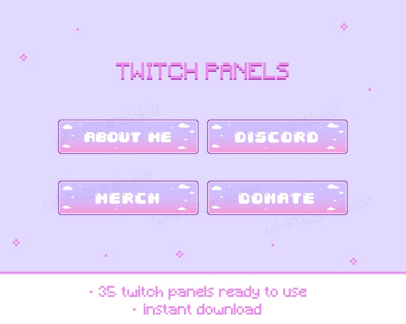 35 Cute Pixel Twitch Panels Bundle | Pixel Art Panels | Cute Cloud ...