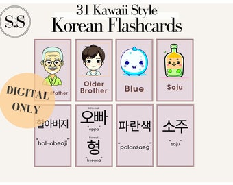 25 Printable Kawaii Style Korean Language Flashcards Cute Printable ...
