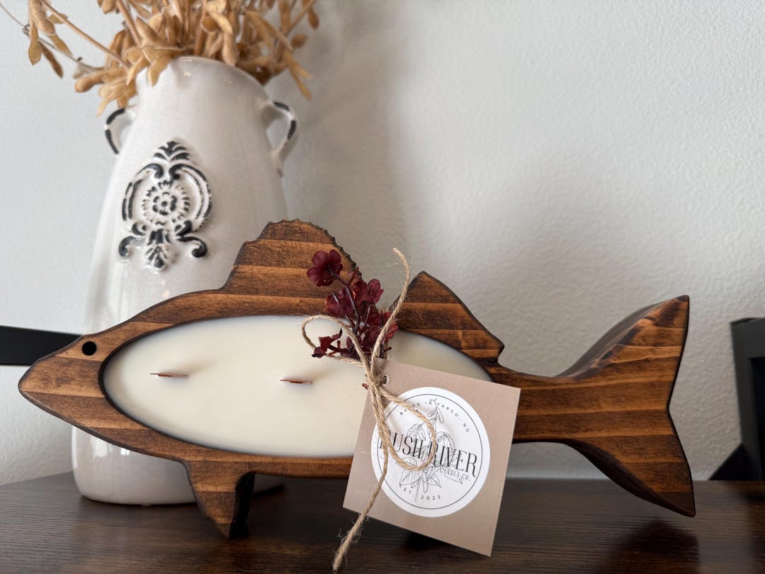 Walleye/fish Natural Wood Bowl Candle - Etsy