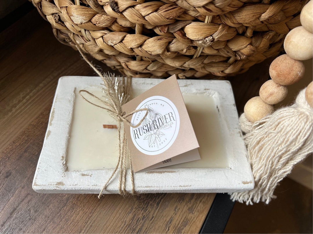4.5" X 7.5" Small Rectangle Wood Bowl Candle - White - Etsy