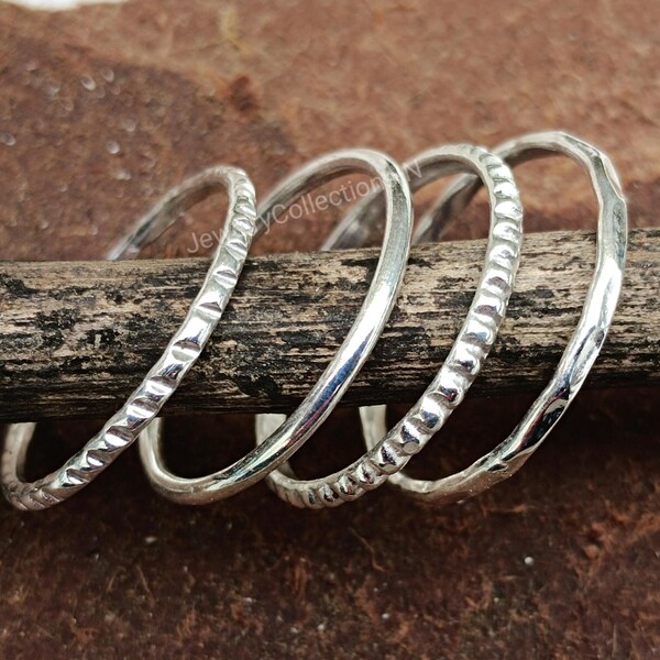 Silver Stack Ring - Etsy UK