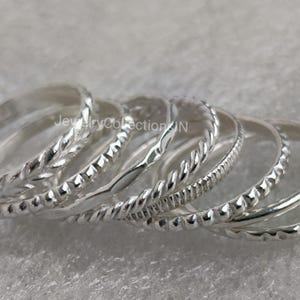 Stacking Rings, Stackable Rings, Stack Rings, Set of 8 Ring, Sterling Silver Bands, Silver Band ...