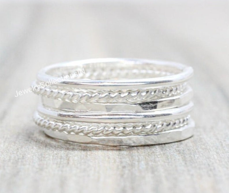 Sterling Silver Stacking Ring Set // Set of 8 Sterling Silver Stacking ...
