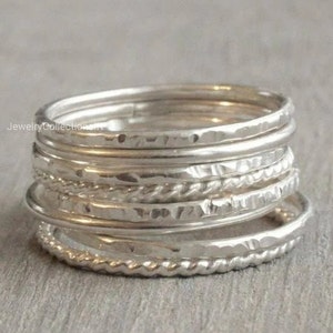 Sterling Silver Stacking Ring Set // Set of 8 or 6 Sterling Silver ...
