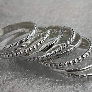 Stacking Rings, Stackable Rings, Stack Rings, Set of 8 Ring, Sterling Silver Bands, Silver Band ...