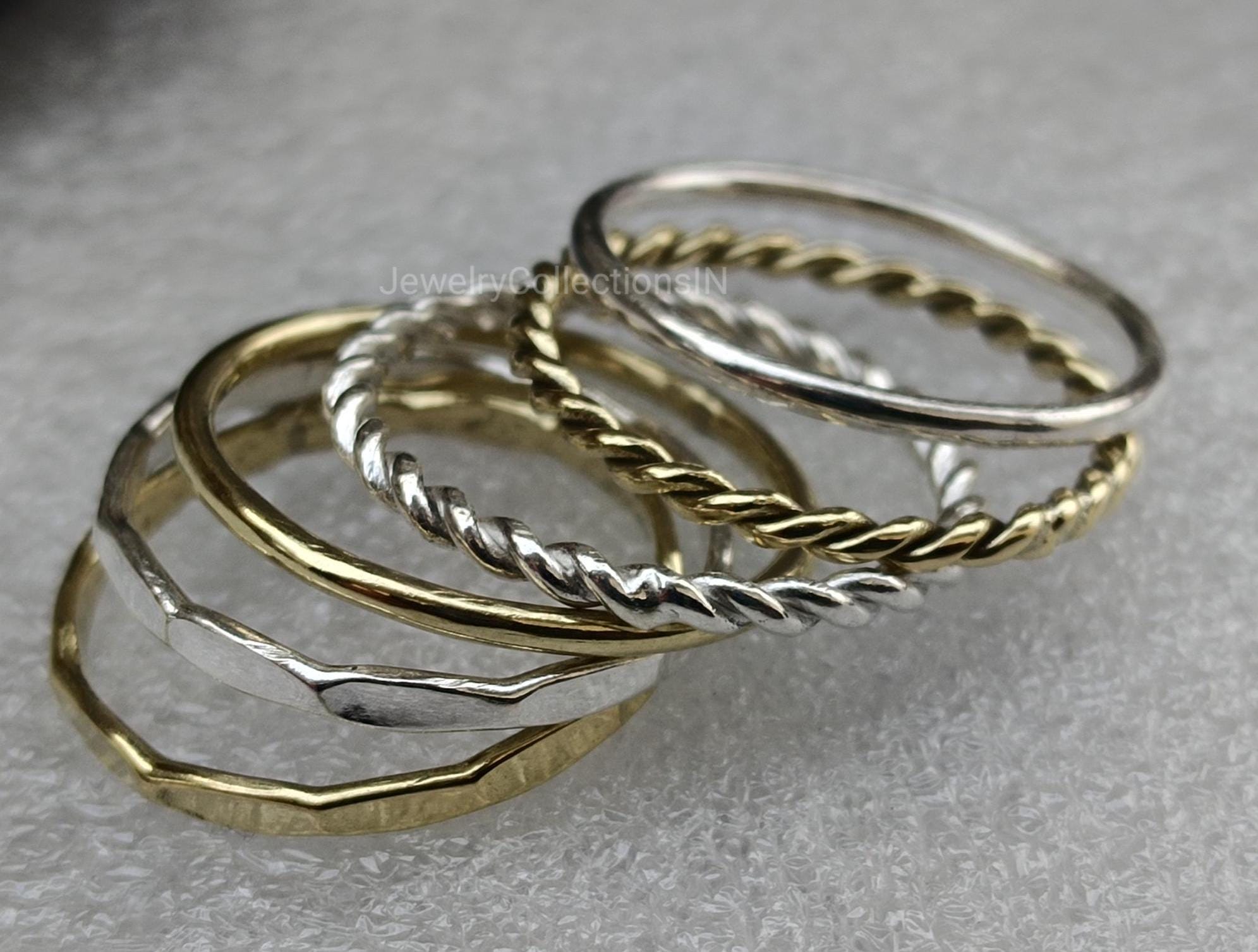 Mixed Metal Stacking Ring Set: Sterling Silver & 14K Gold Filled - Etsy