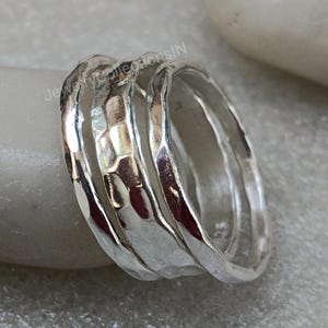 Sterling Silver Stacking Rings Set of 3 Rings , Thin & Thick Ring, Dainty Rings, Stackable Rings ...