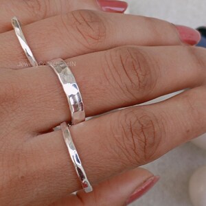 Sterling Silver Stacking Rings Set of 3 Rings , Thin & Thick Ring, Dainty Rings, Stackable Rings ...