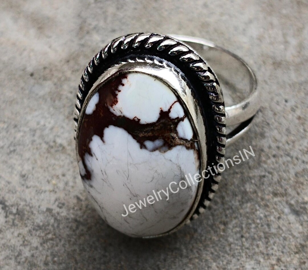 Natural Wild Horse Magnesite Ring, 925 Sterling Silver Ring, Handmade ...