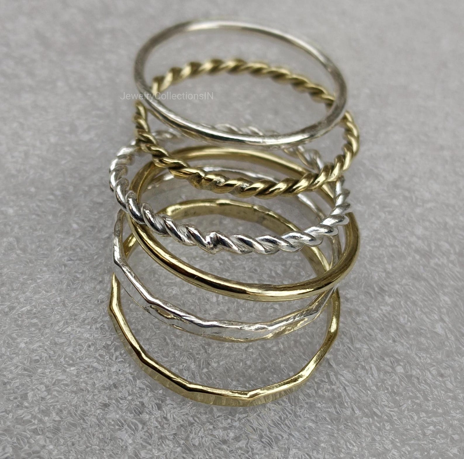 Mixed Metal Stacking Ring Set: Sterling Silver & 14K Gold Filled - Etsy