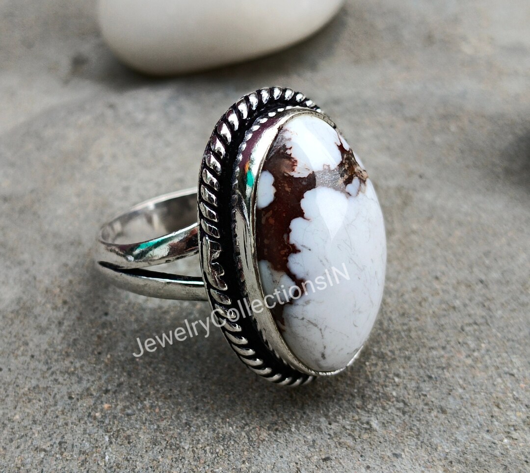 Natural Wild Horse Magnesite Ring, 925 Sterling Silver Ring, Handmade ...