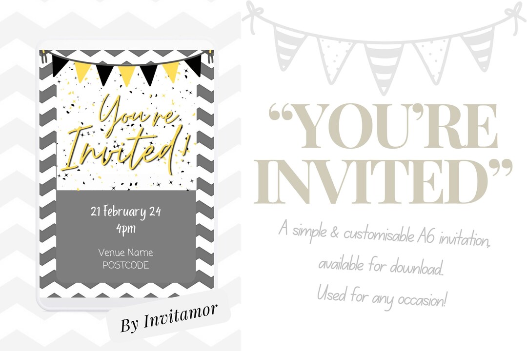 Editable "you're Invited" Invitation Template - Digital Download - Etsy