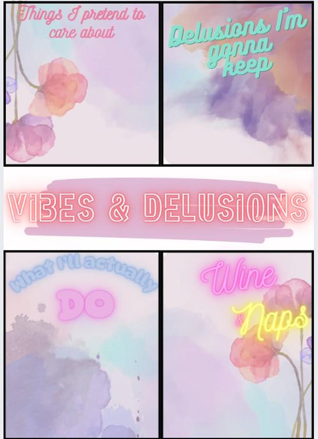 Vibes & Delusions – Printable Vision Board Template (funny and Editable ...