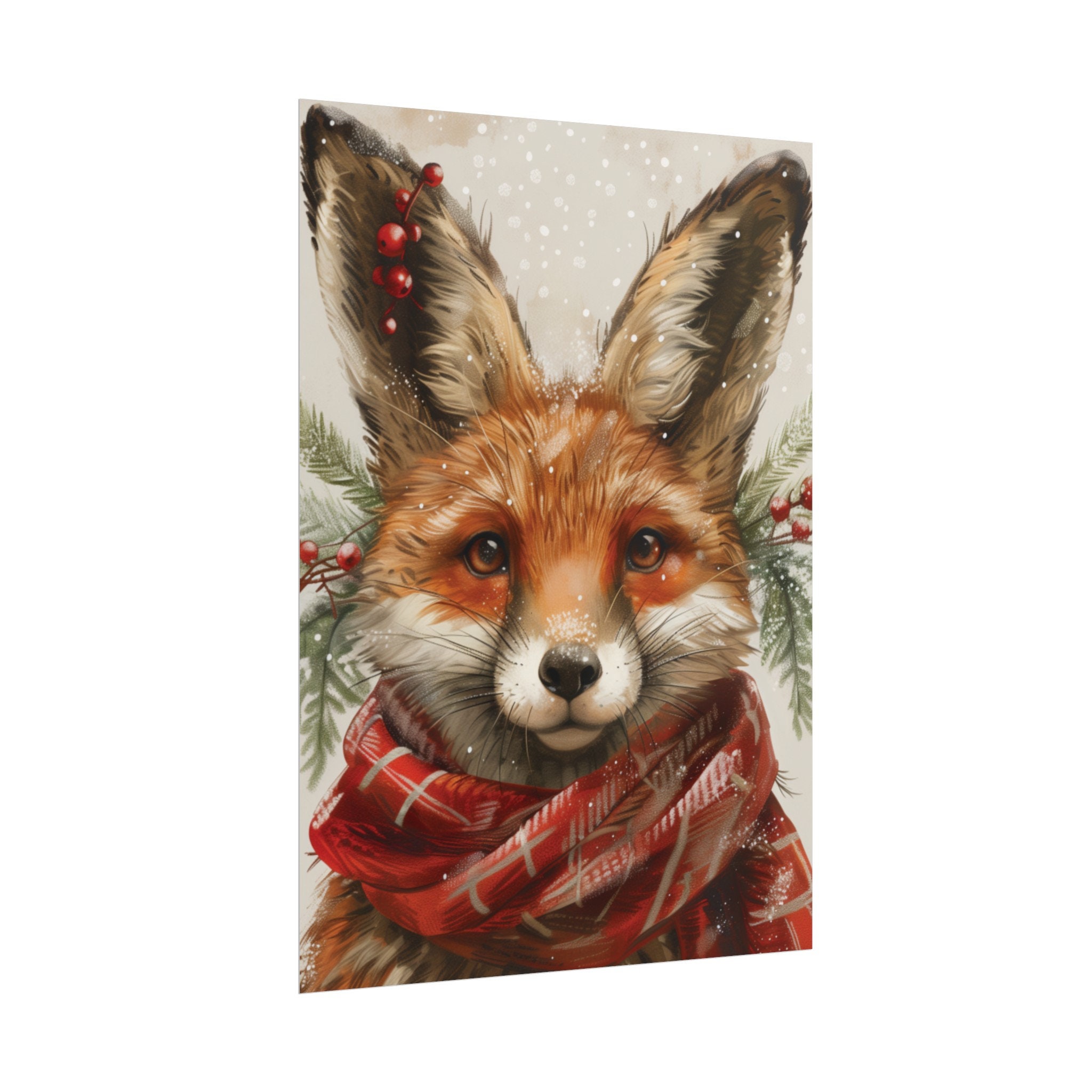 Christmas Fox Poster, Farmhouse Wall Art - Etsy