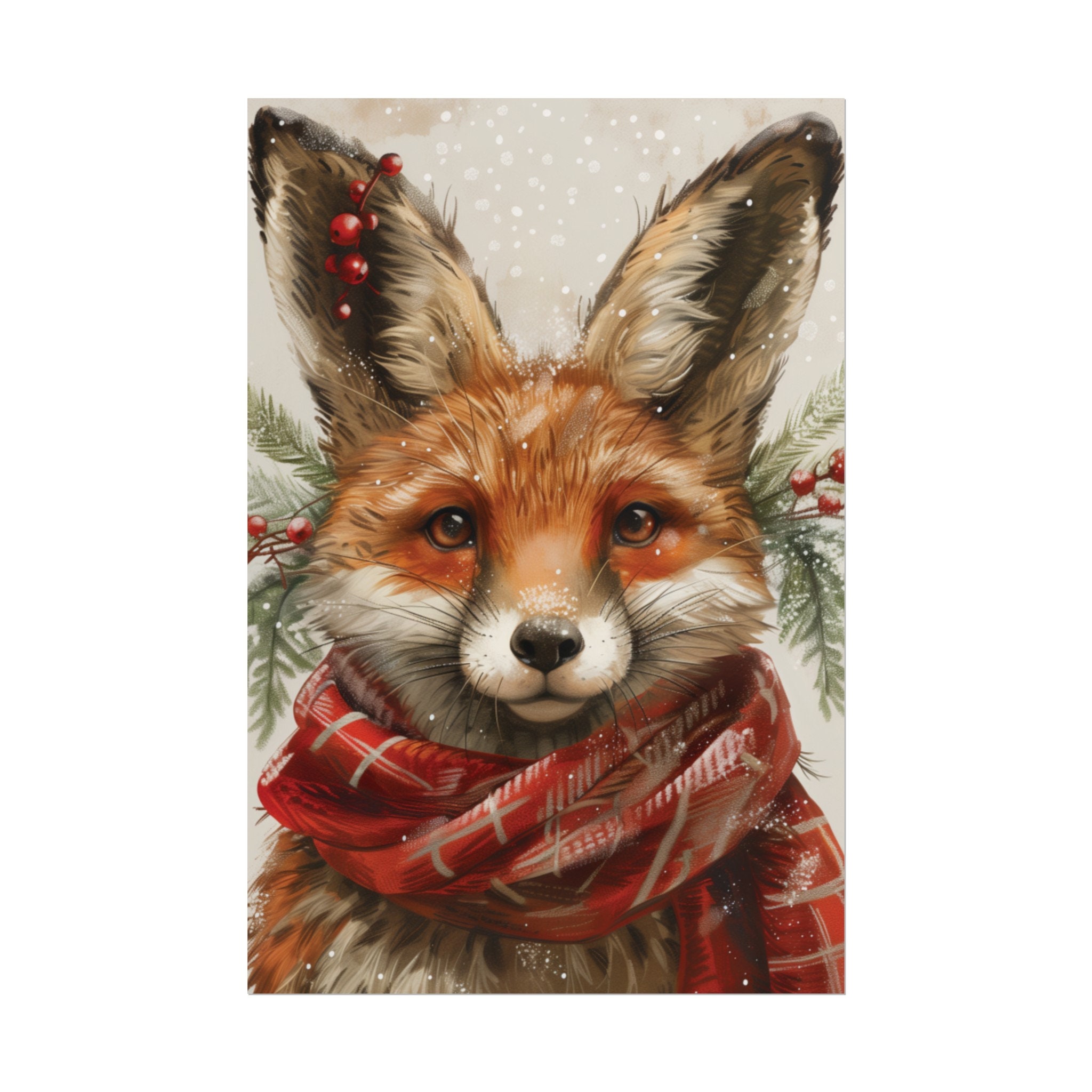 Christmas Fox Poster, Farmhouse Wall Art - Etsy