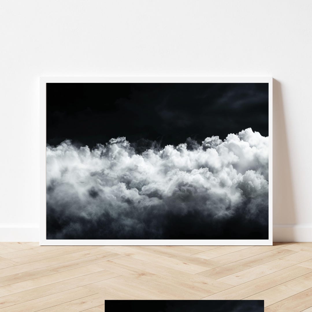 Black and White Abstract Cloudscape Print, Modern Minimalist Wall Art ...