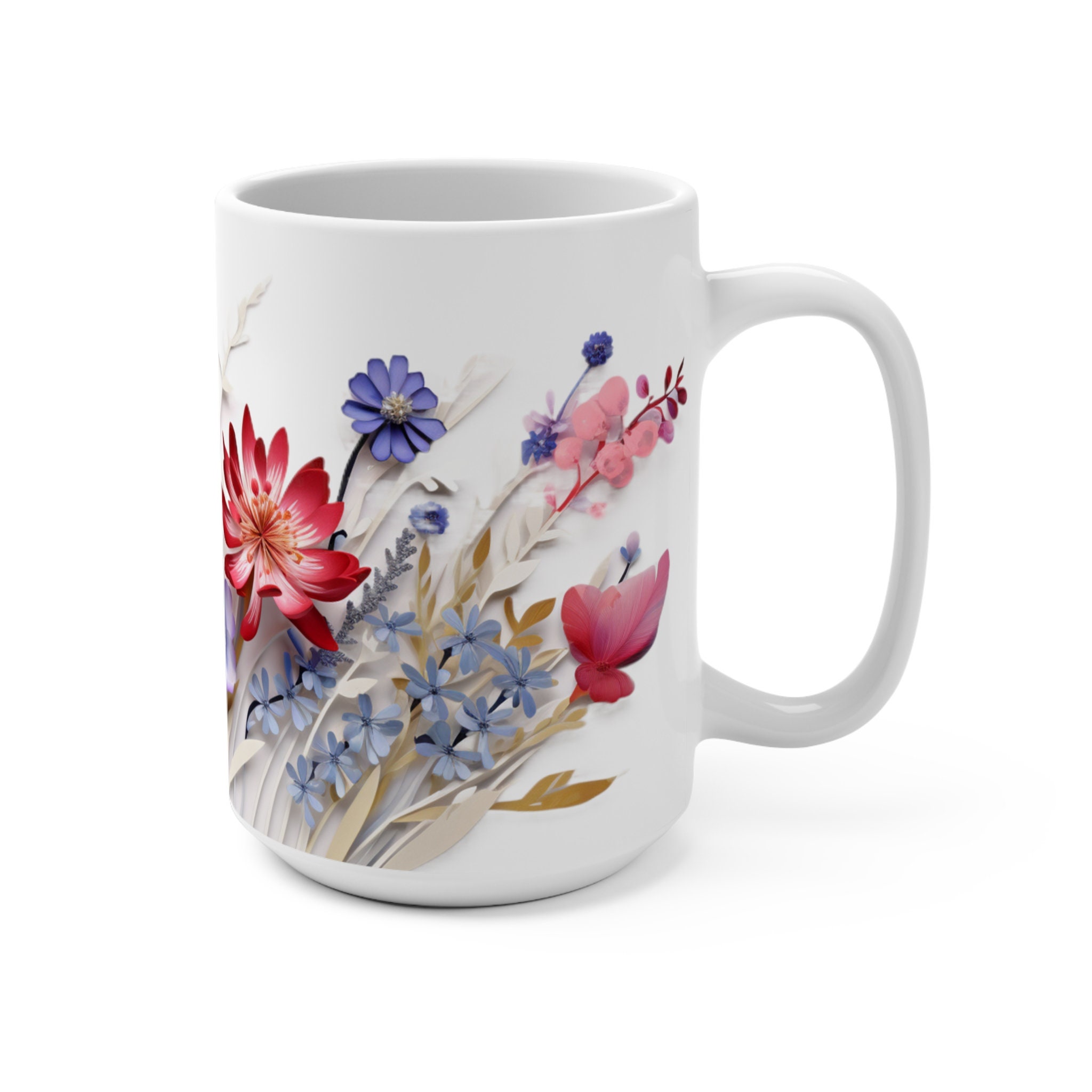 3D Flower Mug, Beautiful Flower, Unique Ceramic Mug, Floral Design ...