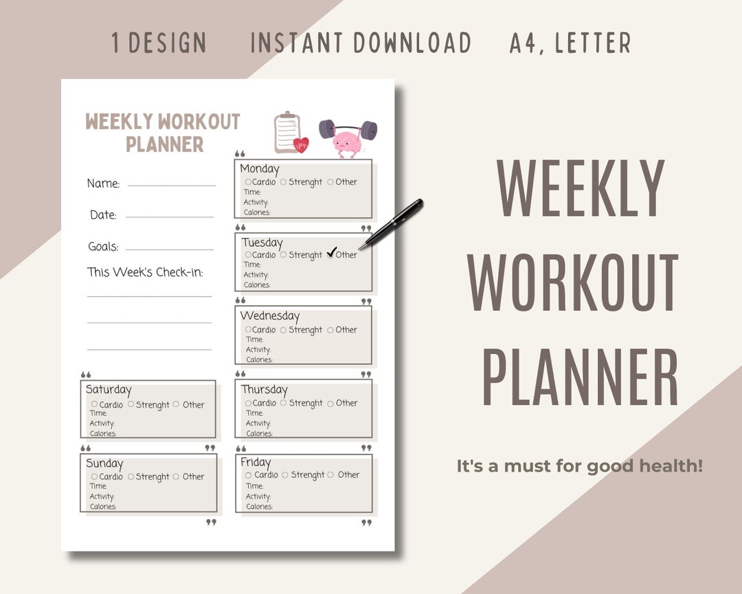 Digital Planner Sports Printable | Weekly Workout Planner | Sport ...