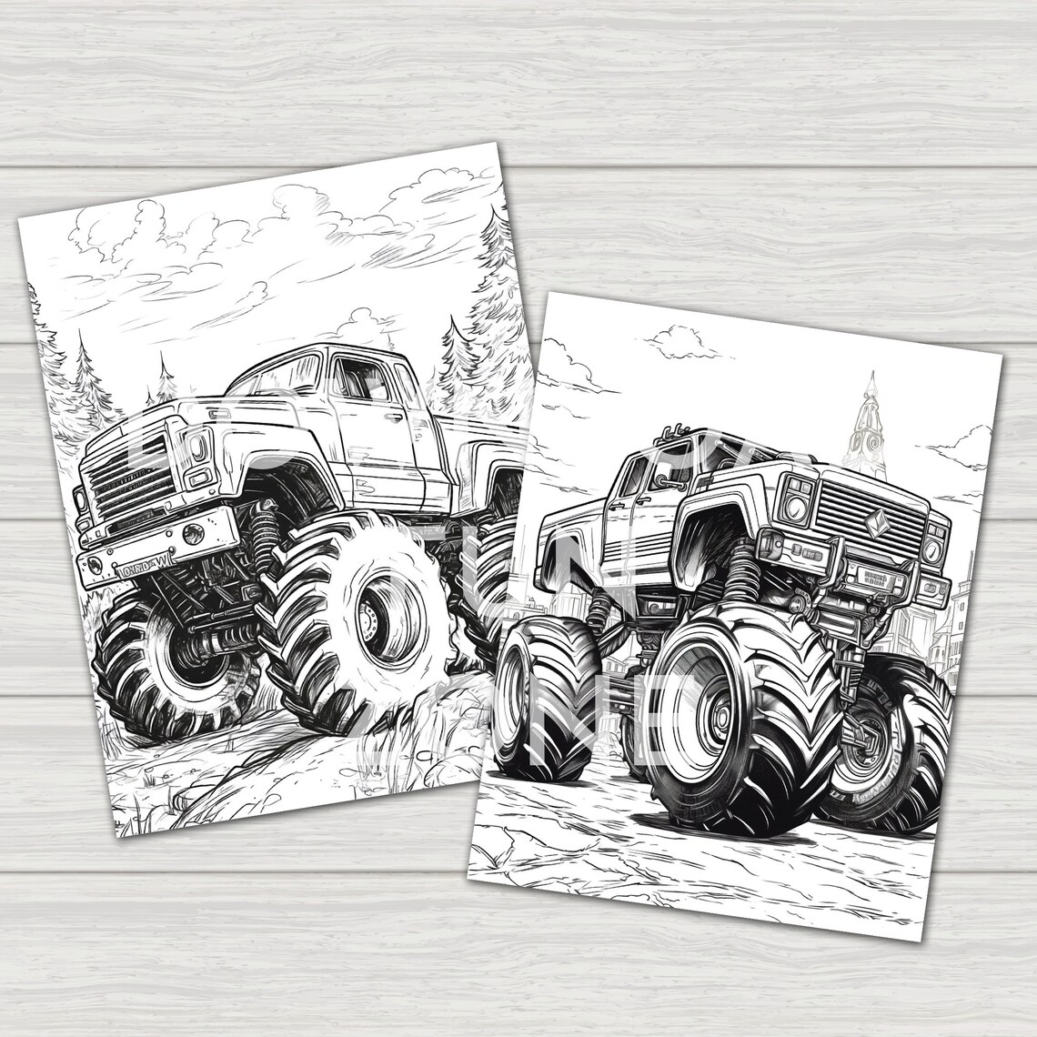 45 Monster Truck Coloring Pages With Bonuscover Instant Download ...