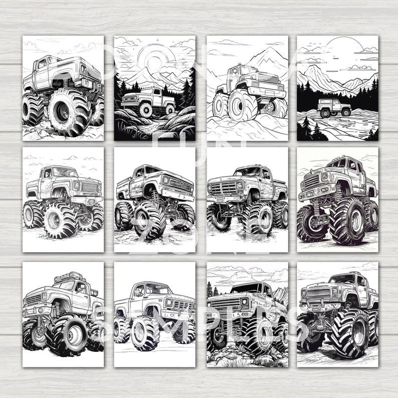 45 Monster Truck Coloring Pages With Bonuscover Instant Download ...