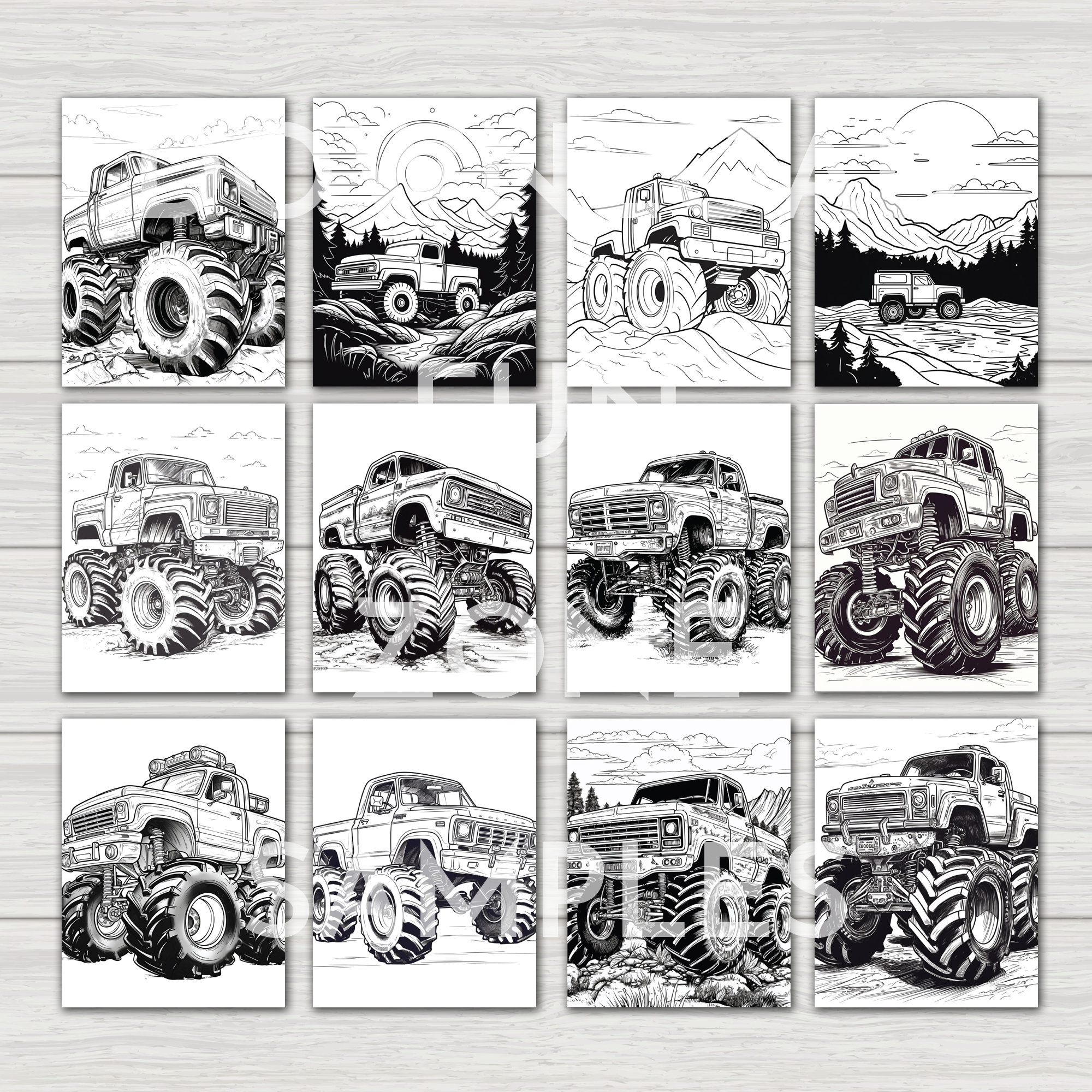 45 Monster Truck Coloring Pages With Bonuscover Instant Download ...