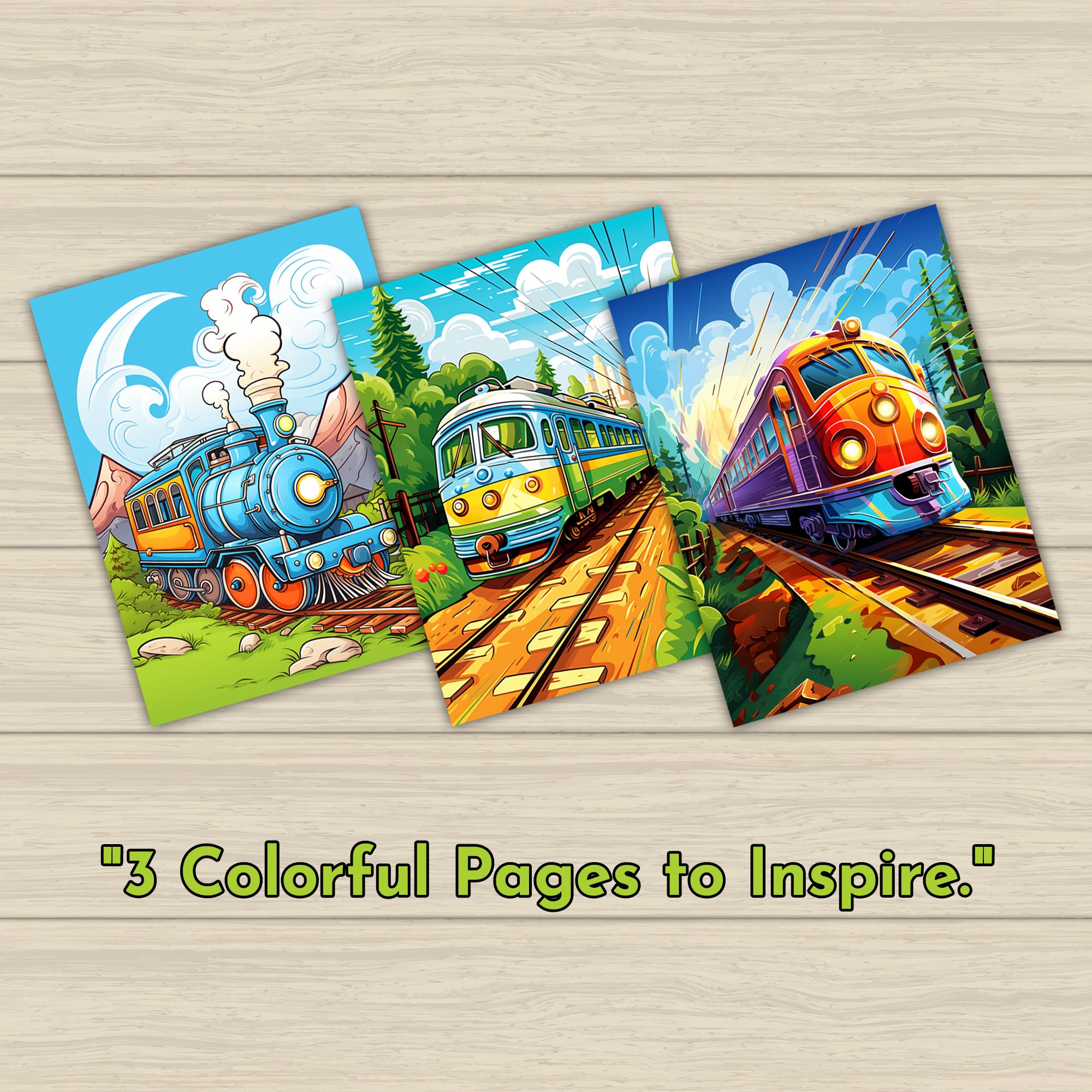 35 Cute Trains Coloring Book Instant Download Coloring Pages for Adults ...