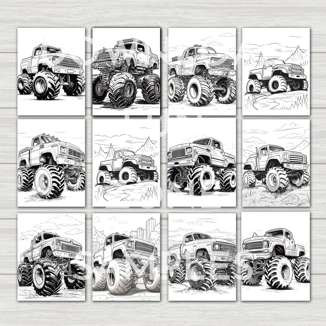 45 Monster Truck Coloring Pages With Bonuscover Instant Download ...