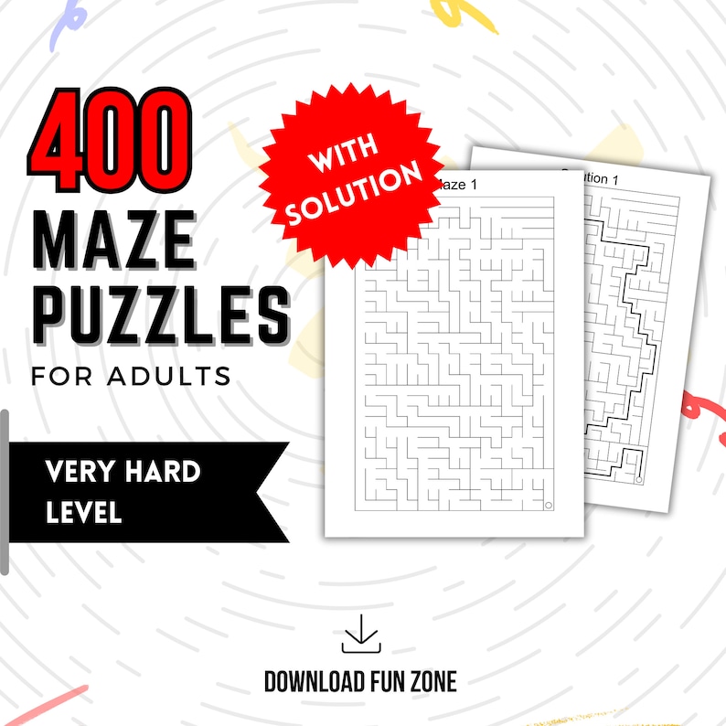 Maze Puzzles 400 Large Printable Very Hard Maze Puzzles for Adults Vol ...