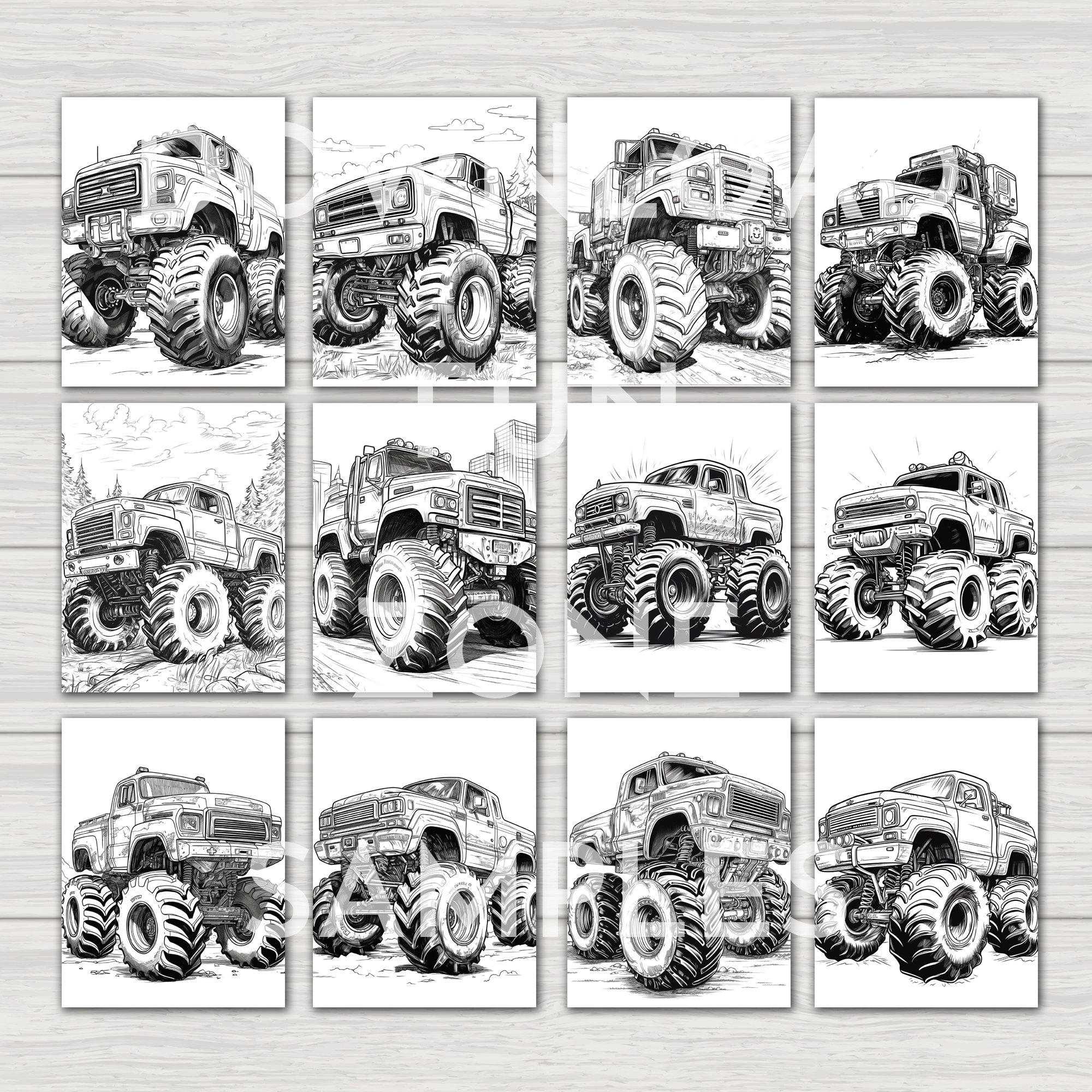 45 Monster Truck Coloring Pages With Bonuscover Instant Download ...