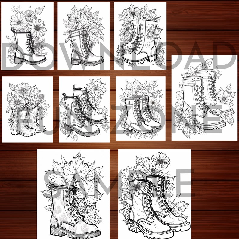 Blooming Shoes Coloring Book for Adults and Kids Instant Download ...