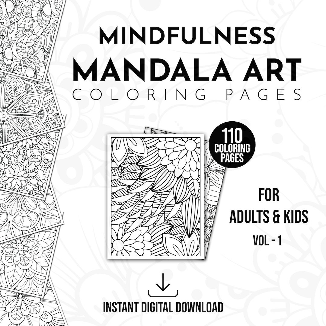 110 Mindfulness Pattern Coloring Pages V1 Adults Kids Coloring Book ...