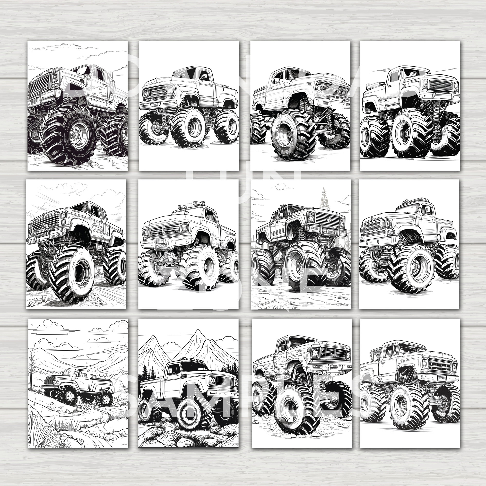 45 Monster Truck Coloring Pages With Bonuscover Instant Download ...
