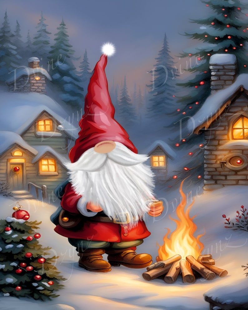 Gnome Christmas Wall Art - Etsy