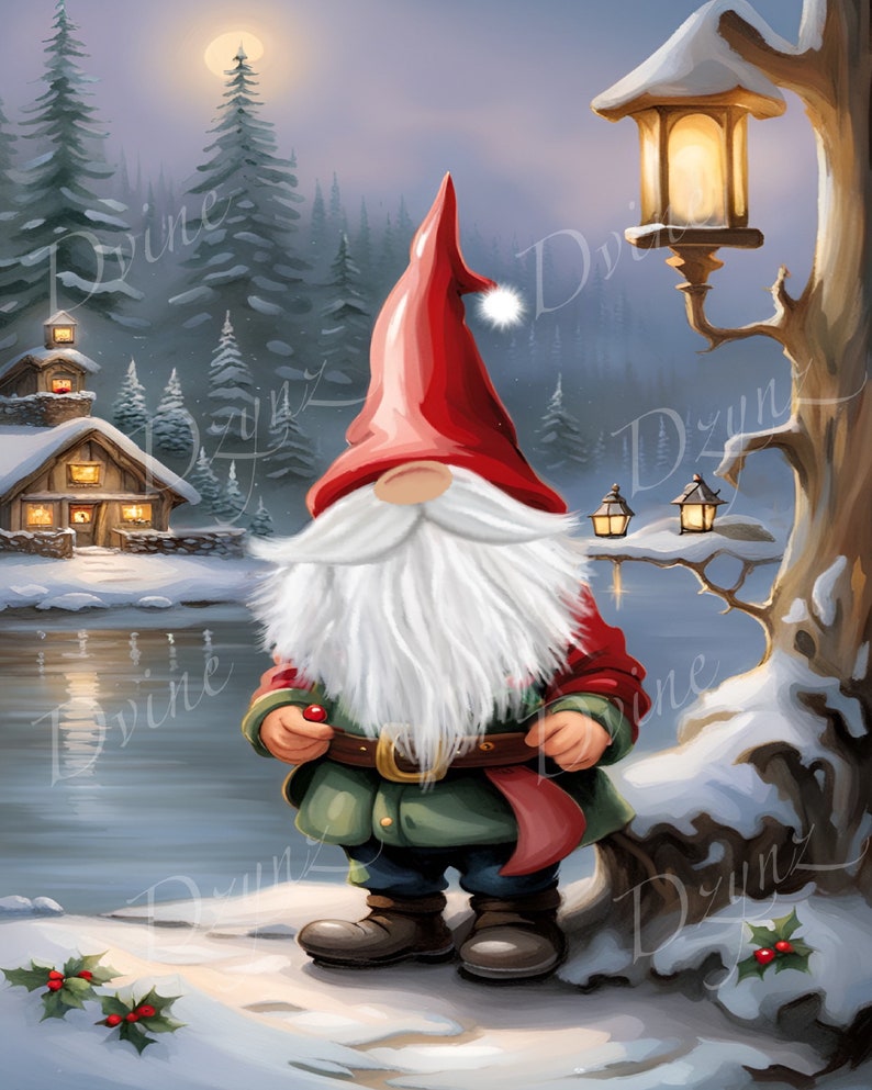 Gnome Christmas Wall Art - Etsy